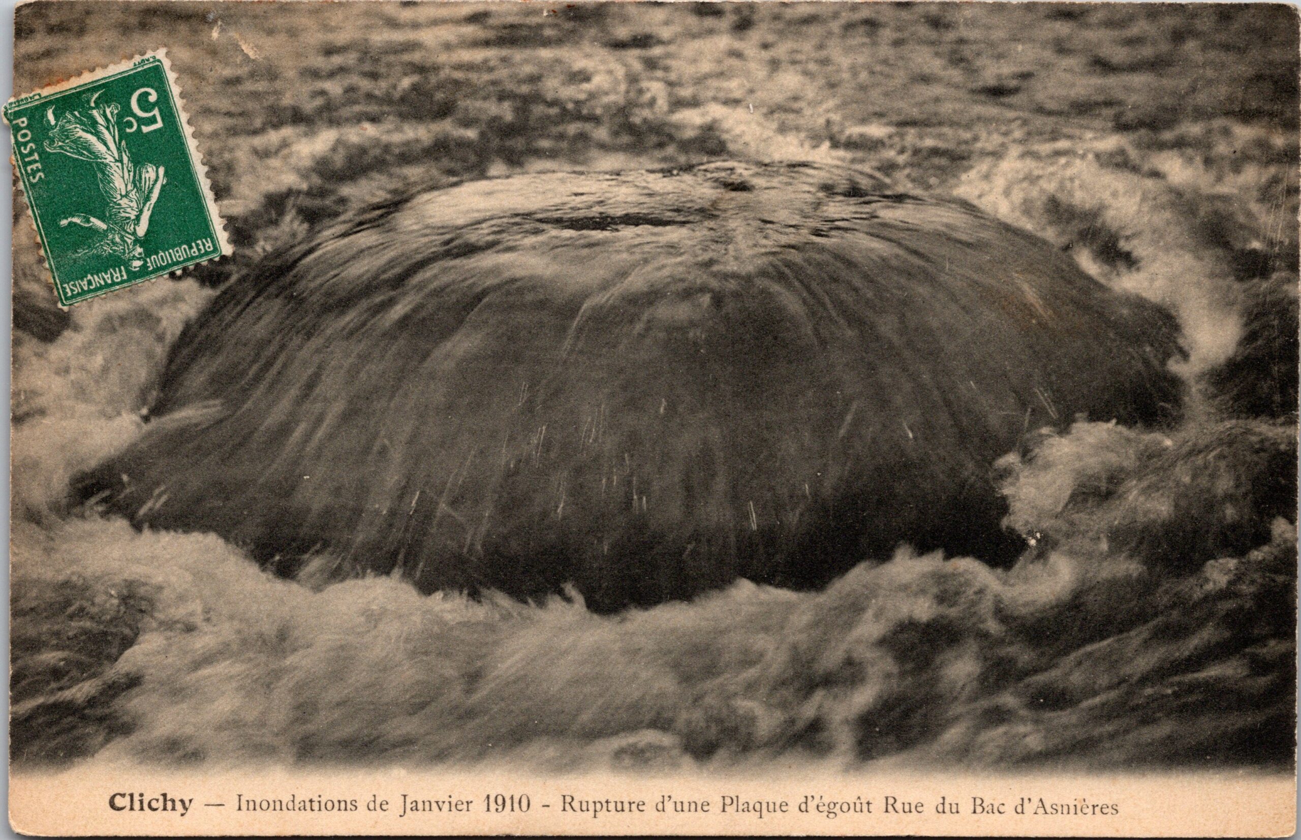 Clichy Inondations de Janvier 1910 Rupture D’une plaque D’égoût Rue du ...
